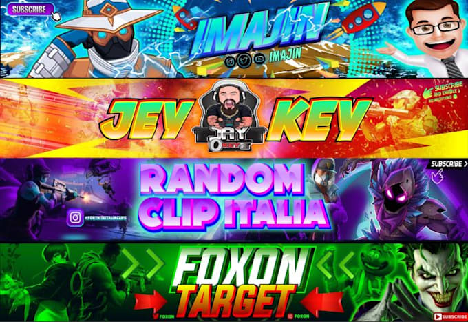 Design minimal flat logo and banner for esports gaming youtube banner ...