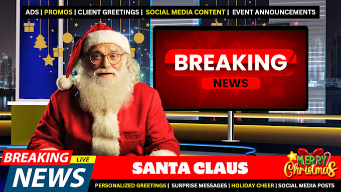 Create santa claus breaking news video greeting, christmas message and ...