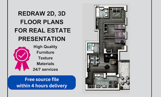 Draw and redraw architectural 2d floor plans quickly by Its_aqsanaeem | Fiverr