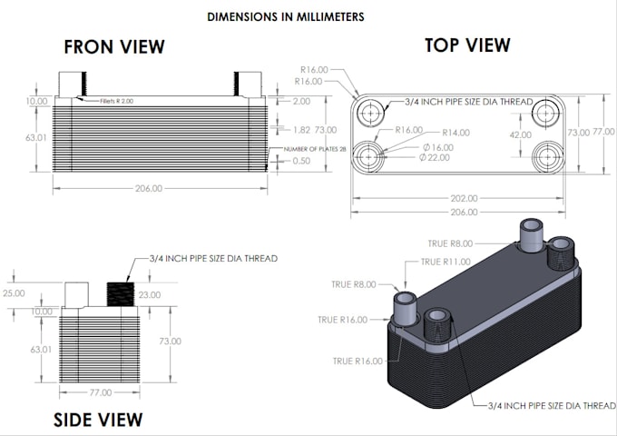 Make 2d cad drawing and 3d modeling in solidworks by Saifdad | Fiverr