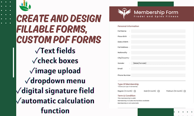 Professionally create fillable forms, invoice, custom pdf forms within 6 hours by Areejhanif925 ...