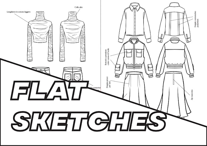 Draw flat sketches for you by Tommasogiudici | Fiverr