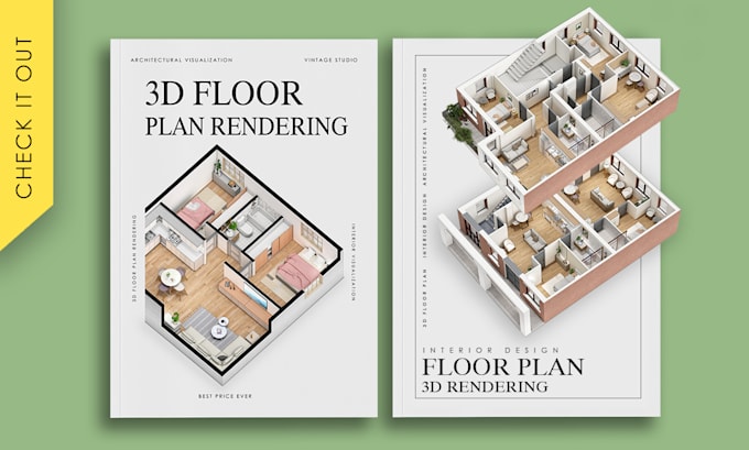 Create 3d floor plan rendering and interior design by Vintagestudio65 ...