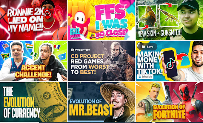 Design attractive youtube thumbnail cartoon vector clickbait thumbnail ...