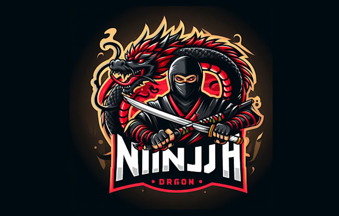 Creative unique ninja dragon gaming esport mascot logo with unlimited ...
