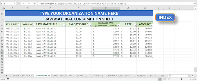 Provide excel sheet for batch calculations by Ifsha_ | Fiverr