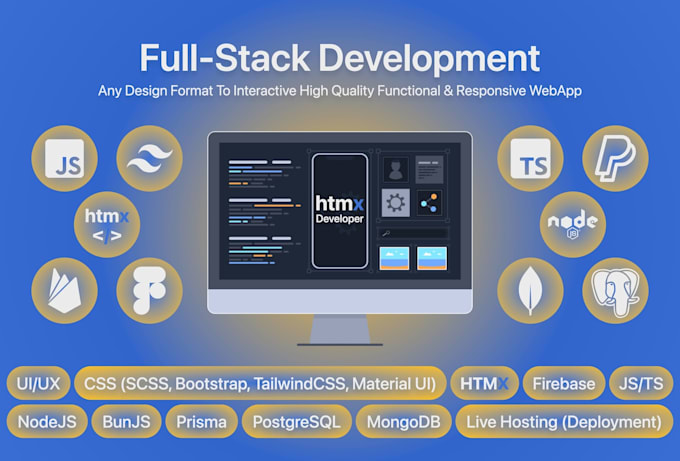 Develop Webapps In Htmx Tailwindcss Firebase Nodejs Mongodb Or Postgresql By Ubaidbadar333 Fiverr