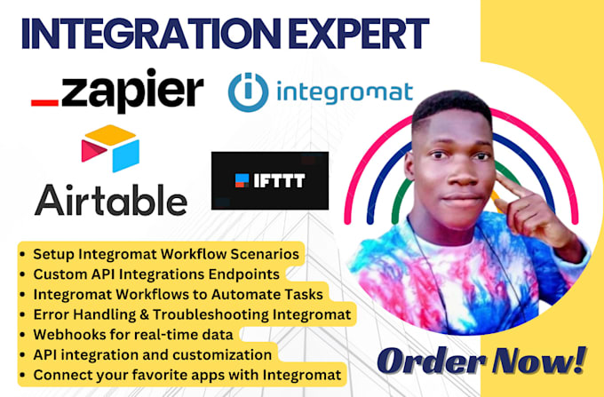 Do zapier integration, integromat, webhooks for api, crm to automate ... Do zapier integration, integromat, webhooks for api, crm to automate ...