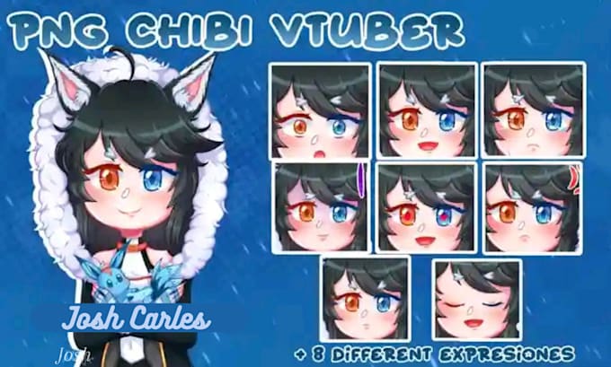 Draw png tuber avatar live2d vtuber model for streams in cute chibi ...