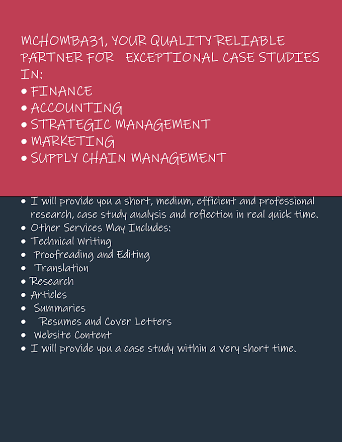 Write persuasive, comprehensive, and detailed case studies by ...