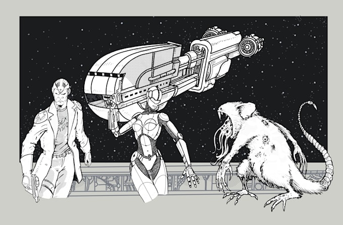Draw science fiction characters and backgrounds by Paulocesarf | Fiverr