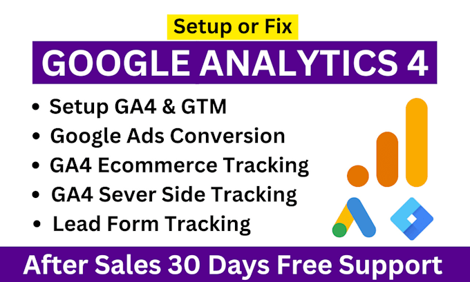 Setup google analytics 4, ga4 ecommerce tracking, ads conversion tracking by gtm by ...