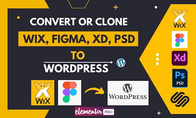 Convert clone figma, wix to wordpress website