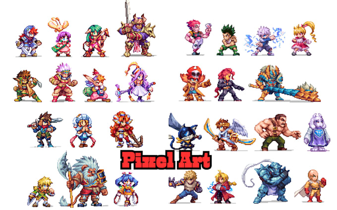 Do pixel game art, pixel character, 8 bits, 16 bits pixel art, rpg ...