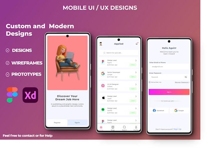 Do ui ux design for mobile apps and ui ux design for website by Noncenzo | Fiverr