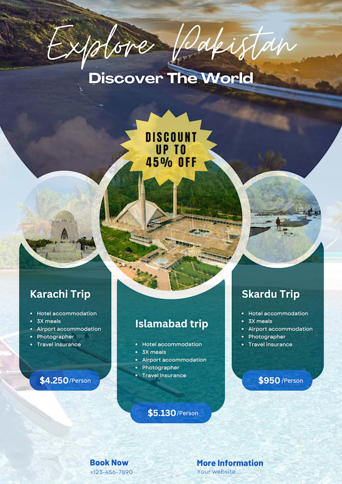 Design travel ,tour descriptions ,educational, cruise flyer by Sharzahid | Fiverr