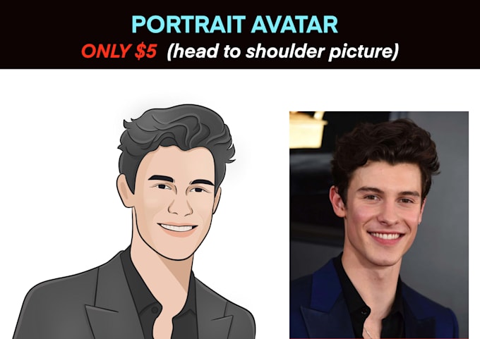 Draw portrait cartoon avatar based on your photo by Forotp | Fiverr