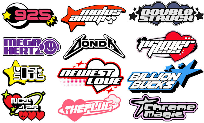 Create y2k clothing logo type for your brand by Groovy2024 | Fiverr