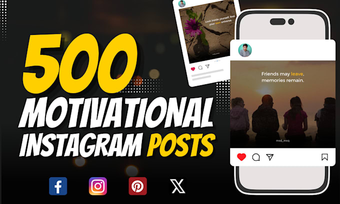Design 500 motivational and inspirational quotes post for social media ...
