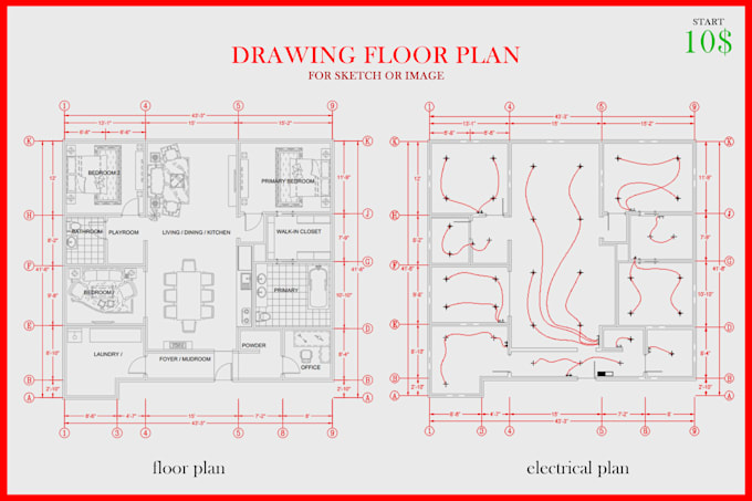 Drawing floor plan and estimate by Fahhmiji | Fiverr