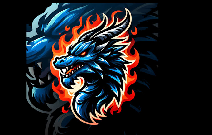 Design outstanding fire blue dragon mascot logo with express delivery ...