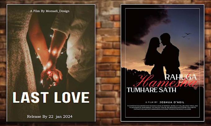 Create professional romantic and love story movie poster design by ...