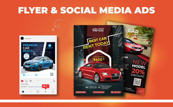 Design creative car sale, car rent flyer, banner and social media ads ...