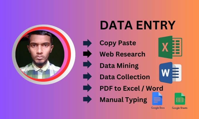 Do data entry, copy paste, web research, excel, pdf to excel by Mdkayes52152152 | Fiverr