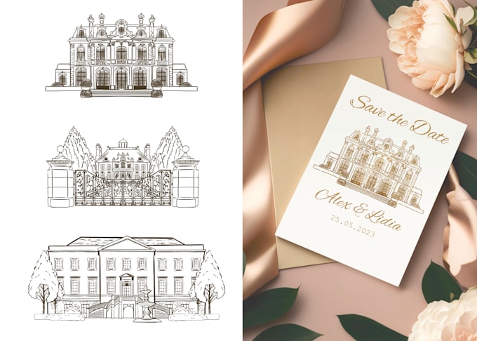 Draw wedding venue sketch for your invitation, wedding map by Lenamaist_art | Fiverr