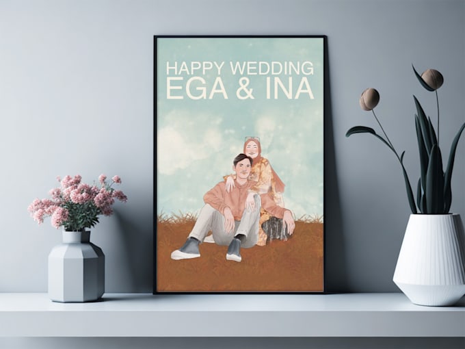 Draw a custom portrait illustration, couple portrait, drawing from ...