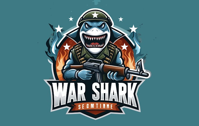 Make an amazing war shark mascot logo design for you with express ...