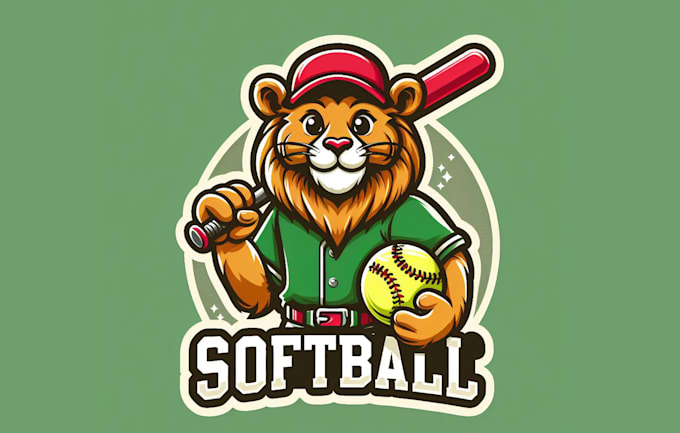 Design outstanding lion softball mascot logo with express delivery by ...