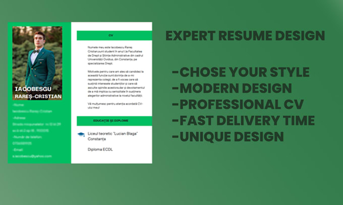Design a modern resume or cv by Razvan_nagat | Fiverr