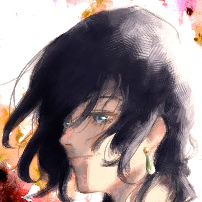 Draw headshot in my anime hatching style for profile picture by Chiko ...