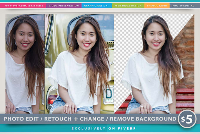 Enhance 5 images and remove background using photoshop by Jamiebatac ...