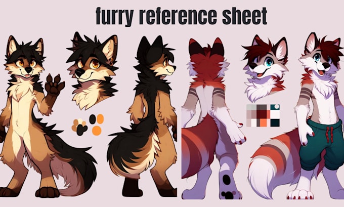 Draw furry reference sheet, fursona furry character, furry art reference sheet by Watlockjohnson ...