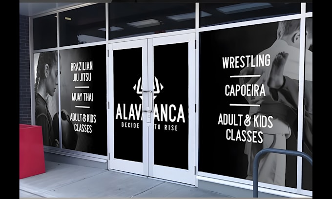 Design creative us eye catching shopfront, storefront window graphic ...