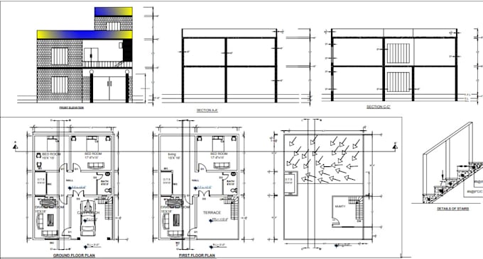 Design autocad 2d floor plan, elevation and section by Smax90 | Fiverr