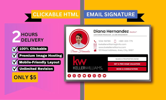 Code email signature html, clickable html email signature within 2 ...