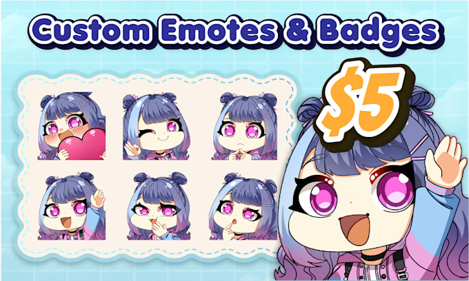 Make cutest emote, animated emotes, badges for vtuber, twitch, discord ...