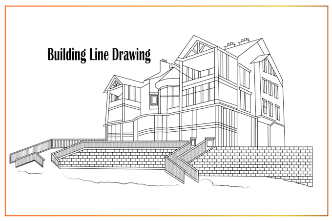 Draw detailed building line art and product line by Mdbadhon208 | Fiverr