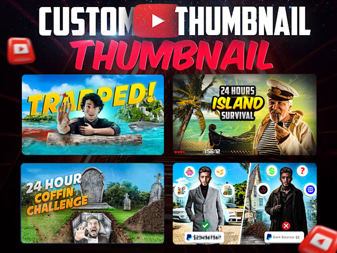 Design trending thumbnails for you by Alphacubeprime | Fiverr
