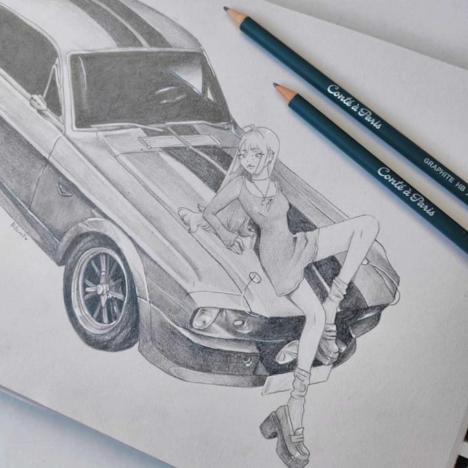 Make a detailed drawing of your car by Lhlcmt | Fiverr
