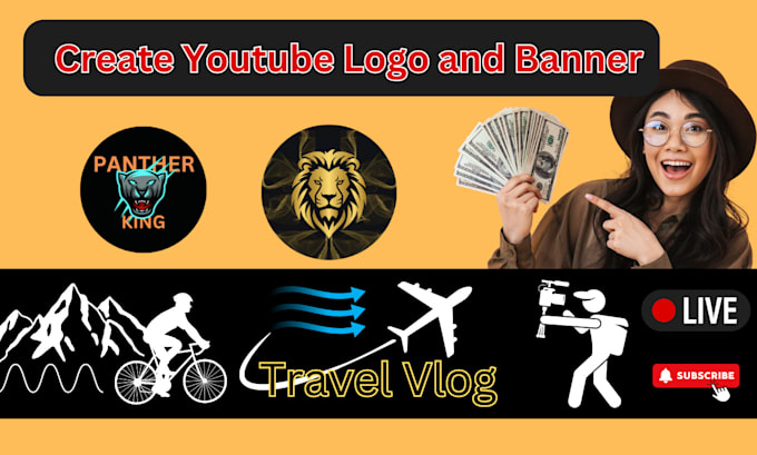 Create custom youtube logo and banner designs by Wasiqsiddiqu208 | Fiverr
