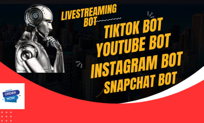 Build tiktok bot, youtube bot, instagram bot, snapchat bot ... Build tiktok bot, youtube bot, instagram bot, snapchat bot ...