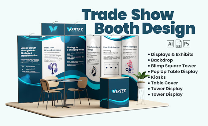 Design trade show booth and backdrop for your exhibition by Mrfamm | Fiverr
