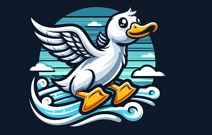 Make an amazing flying duck mascot logo design with my on creativity by ...