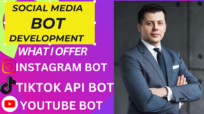 Develop youtube bot, instagram api bot, live streaming bot, discord bot