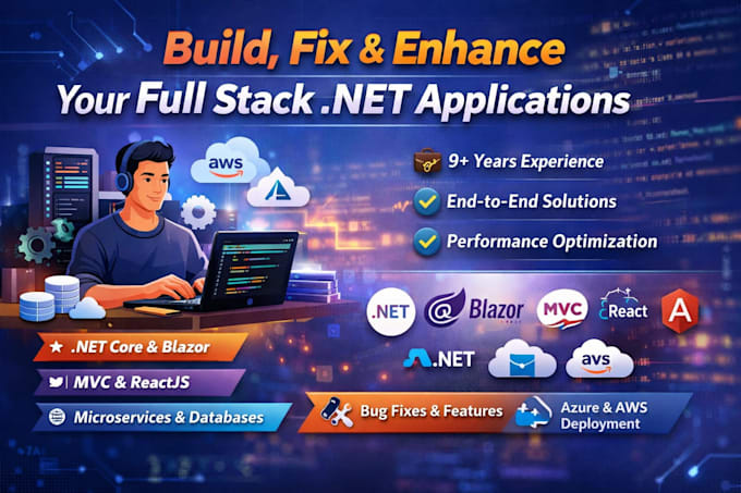 Build full stack dotnet core blazor mvc or reactjs web application by ...