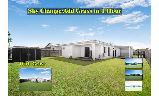 Do sky change, grass replace, and enhance your real estate photo by ...